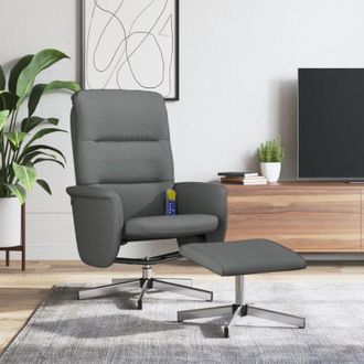 vidaXL Massagesessel mit Fu&szlig;hocker Dunkelgrau Stoff vidaXL