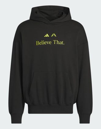 adidas adidas Performance - Anthony Edwards - Kapuzenpullover in Schwarz/Preloved Lime mit Believe That-Print