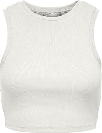 Only Only Onlvilma S/L Cropped Débardeur Jrs Noos T-shirt et hauts, Femme, Cloud Dancer, L