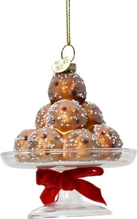 Kaemingk Christbaumschmuck Glas Pralinen auf Tortenständer 10cm braun rot - Baumschmuck Weihnachten