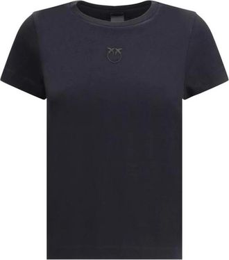 Pinko Pinko, Femme, Tops, Noir, Taille: 38 FR T-Shirt Classique en Coton &agrave; Col Rond