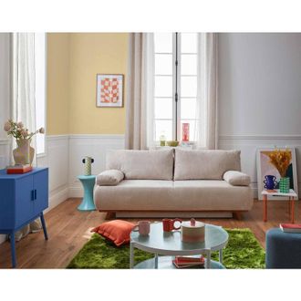 Best Mobilier Bestmobilier - Cristal - 3-sitzer sofa - schlaffunktion und bettkasten - aus strukturiertem samt - beige