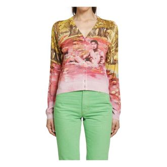 Versace Seidenstrick-Cardigan mit Print - - Knitwear - Damen - Mehrfarbig - S
