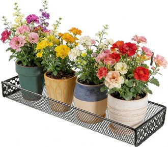 Generico Blumenaufh&auml;nger f&uuml;r Zaun: Verstellbarer Eisen-Pflanzenst&auml;nder, eleganter Korb f&uuml;r den Au&szlig;enbereich, vielseitiges Design, mit Haken, dekorativer f&uuml;r zu