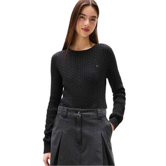 Tommy Jeans Pullover Top f&uuml;r Damen, Lang&auml;rmlig (Schwarz)