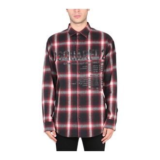 Dsquared2 Homme, Chemises, Multicolore, Taille: L Chemise en Flanelle &agrave; Carreaux et Logo Imprim&eacute;