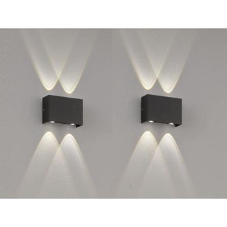 Fischer & Honsel Fischer&honsel - led Au&szlig;enwandleuchten 2er set Schwarz mit Up Down Licht - 12cm breit