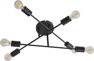 Lindby Deckenlampe Estar (Retro, Vintage Antik) in Schwarz aus Metall (6 flammig E27) - Deckenleuchte Lampe Wohnzimmerleuchte