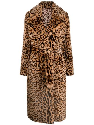 Philipp Plein manteau nou&eacute; &agrave; imprim&eacute; l&eacute;opard - Marron