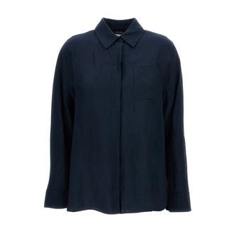 Max Mara Lang&auml;rmeliges Leinenhemd - - Blouses & Shirts - Damen - Blau - M