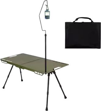 Generico Campingtisch - zusammenklappbare Picknick-Beschreibung | verstellbarer Outdoor-K&uuml;chenst&auml;nder | Reisetisch mit Lichtst&auml;nder | Grillm&ouml;bel mit praktische