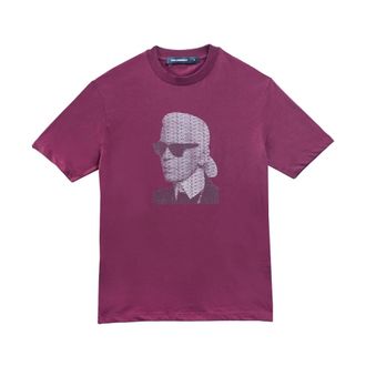 Karl Lagerfeld Logo Face T-shirt - - Tops - Herren - Rot - XL
