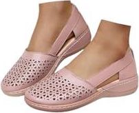 Generic Sandales &agrave; bout ferm&eacute; pour femme - Espadrilles en maille ajour&eacute;e et respirante - Sandales de marche compens&eacute;es &agrave; t&ecirc;te ronde - Coupe large - Sandales p