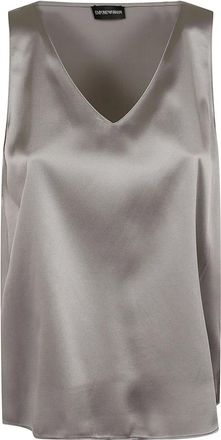 Emporio Armani Femme, Tops, Gris, Taille: 40 FR Silk Satin Top