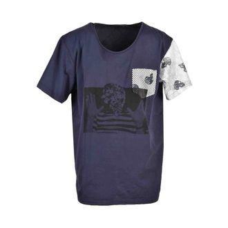 Gabriele Pasini Blau bedrucktes Herren T-Shirt - - Tops - Herren - Blau - M