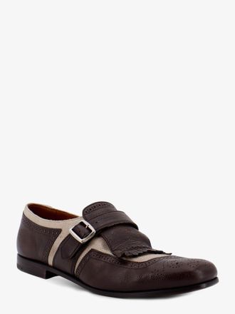 Churchs Mens Loafers Shangai Flex Brown Leather-Linen Leather/linen