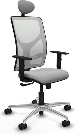 Piqueras y Crespo Arbeitsstuhl mit 1D-Armlehnen, h&ouml;henverstellbarer Lendenwirbelst&uuml;tze und festem Kopfteil, ausgestattet mit 3 Positionen und Schneideschaum, Wei&szlig;/Hellg