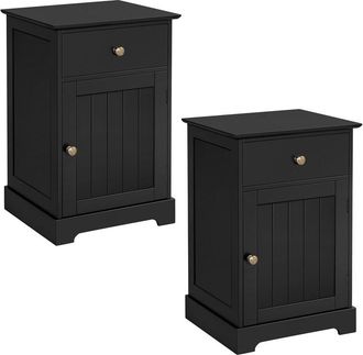Yaheetech Yaheetech - 2 Table de Chevet Bois Blanc 40x35x60 cm Table de Nuit pour Chambre &agrave; Coucher avec Tiroir et Armoire de Rangement