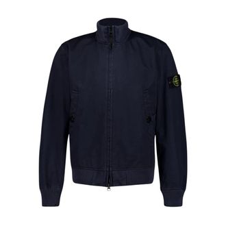 Stone Island Homme, Vestes, Bleu, Taille: L Bomber en Coton Bleu Marine