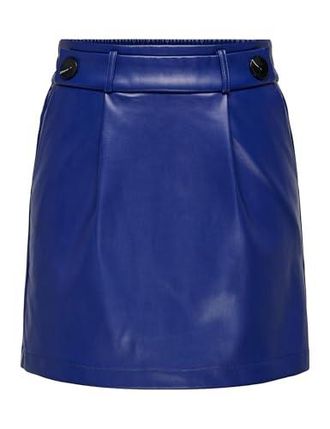 Only Onlbina BF OTW Jupe en Cuir synth&eacute;tique, Bleu/Rouge, XS Femmes