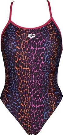 Arena Damen MaxLife Einteiliger Sport Aufdruck Badeanzug, Animal Stripe Freak Rose, 36