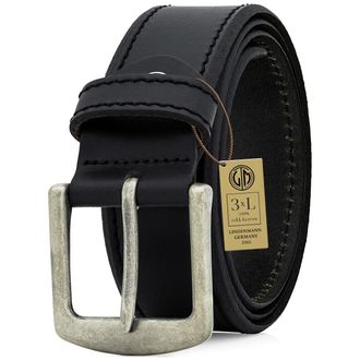 Lindenmann Echter Voll-Lederg&uuml;rtel Herren, Jeans-G&uuml;rtel Herren Leder 40 mm breit, G&uuml;rtel Herren, Echter Voll-Lederg&uuml;rtel schwarz, Gr&ouml;&szlig;e/Size:110, Farbe/Color:sch
