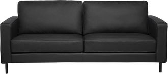 Beliani Sofa 3-Sitzer Leder modernes Ledersofa in Schwarz Couchsofa Wohnzimmersofa