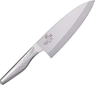 Kai Seki Magoroku Shoso Deba 18,0 cm Klingenlänge - 5CR15MoV Edelstahl 56 (±1) HRC - konvexer Anschliff - 18-8 Edelstahl Griff mit Rautenmuster - Hackmess