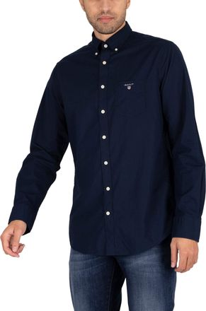GANT Herren The Broadcloth REG BD Freizeithemd, Blau (Marine 410), Large (Herstellergr&ouml;&szlig;e: L)