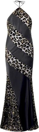 Roberto Cavalli Femme, Robes, Noir, Taille: 38 FR Longue robe transparente &agrave; motif l&eacute;opard