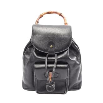 Gucci Pre-owned Sac &agrave; dos en cuir - Femme - Pre-owned - Noir - Taille: ONE Size