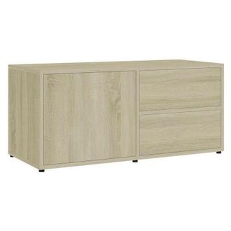 Les Tendances Meuble TV 1 porte 2 tiroirs bois ch&ecirc;ne clair Ressi 80cm