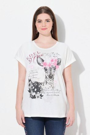 Ulla Popken T-Shirt T-Shirt Rehkitz Oversized Rundhals Halbarm