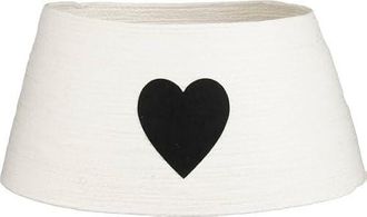 Mica Mica Decorations Weihnachtsbaumrock mit Herz - L50 x B50 x H26 cm - Papier, Filz - Wei&szlig;, Schwarz