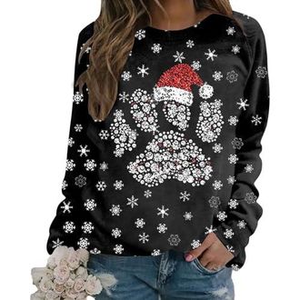 Generic Sweat-Shirt sans Capuche pour Femmes - Design thématique à col Rond Manches Longues imprimé Festif vêtement de Sport Confortable et Polyvalent pour Le