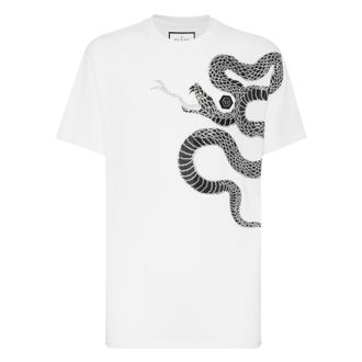 Philipp Plein Rundhals-T-Shirt Schlange - - Tops - Herren - Wei&szlig; - 4XL