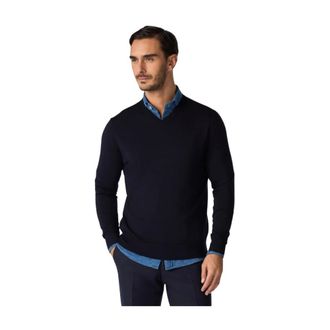 Brooks Brothers V-Ausschnitt Merinowollpullover - - Knitwear - Herren - Blau - L