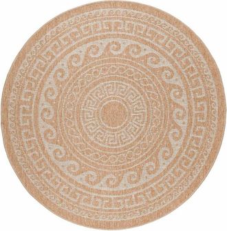 Puma Naturel - Tapis rond aspect jute Motif Beige Cr&egrave;me 200x200cm