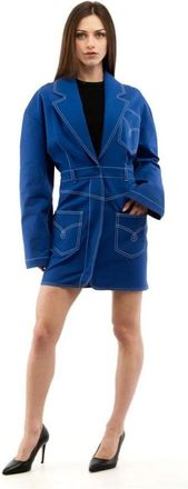 Moschino Robe chemise en coton &agrave; motif - Femme - Robes - Bleu - Taille: 38 FR
