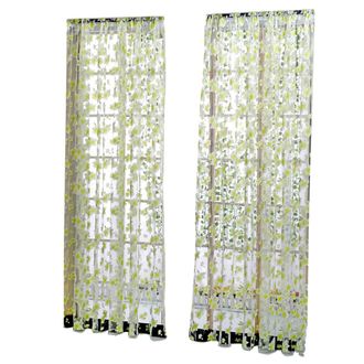 Garneck 2m Gr&uuml;ne Vorh&auml;nge Mit Blumen- Und Bl&auml;ttermuster Transparente Gardinen F&uuml;r Schlafzimmer Und Wohnzimmer Fensterdekoration Hellgr&uuml;n