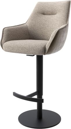 DELIFE Barstuhl Alja-Flex Drehfußhöhenverstellbar Metall Schwarz Materialmix Mikrofaser Schlamm/Bouclé Schlamm drehbar Taschenfederkern