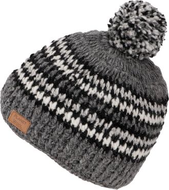 Guru Shop Bommelmütze aus Nepal, Mütze aus Schurwolle, Wintermütze - Grau/weiß, Herren/Damen, Synthetisch