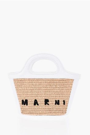 Marni Mini-Handtasche aus Raffia und Leder mit Schulterriemen Gr&ouml;&szlig;e Unica
