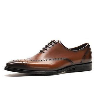 Generic Chaussures habill&eacute;es for Hommes, &agrave; Lacets, Bout Golf, Richelieu, Cuir de Vache gaufr&eacute;, Semelle en Caoutchouc antid&eacute;rapante, Classique(Marron,45 EU)