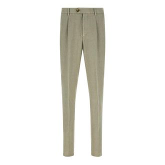 Brunello Cucinelli Leinen-Gabardine-Hose mit St&uuml;ckf&auml;rbung - - Trousers - Herren - Gr&uuml;n - L