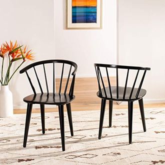 Safavieh Set of 2 Wooden Dining Chairs, in Black