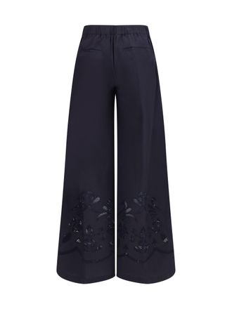 Forte_Forte Womens Embroidered Cotton Pants Notte Cotton; Silk Trousers