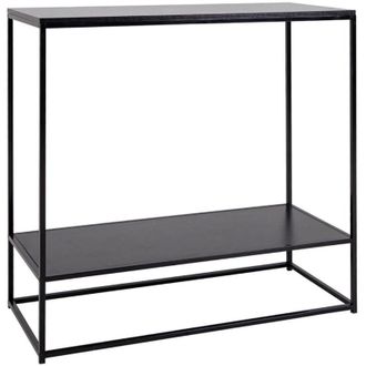 Altobuy HARALD - Console Acier Noir et Plateau Aspect Bois Noir
