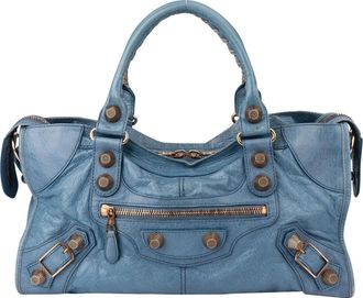 Balenciaga Crossbody Bags - Balenciaga Bleu Leather City Handbag - Gr. unisize - in Blau - f&uuml;r Damen