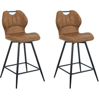 M&S Collection Lot de 2 chaises de bar 47x50x95 cm en tissu marron - LORYX